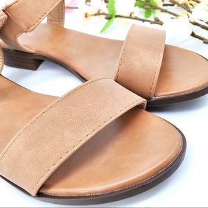 Shoes | Tan Open Toe Sandal With Small Block Heel | Poshmark